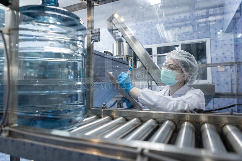 Female Worker Taking Note Checking Quality Drinking Water Management ...