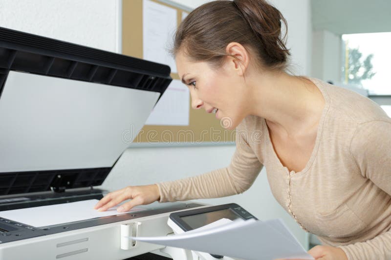 Female Worker Using Photocopy Machine Stock Photo - Image of lady ...