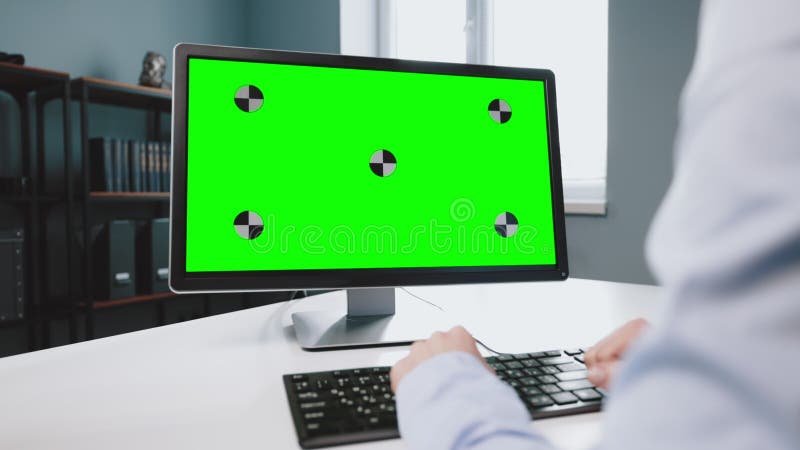 Female Worker Working on Computer with Green Screen Stock Video - Video ...