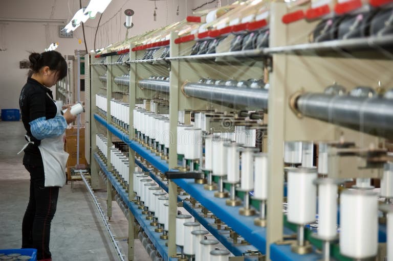 A Female Worker Working in Textile Workshop Stock Image - Image of ...