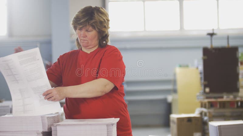 Female Workers Sorting a Paper Stacks in the Typography Stock Photo ...