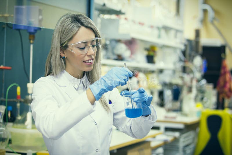 Female Working in Chemistry Lab Stock Photo - Image of people ...