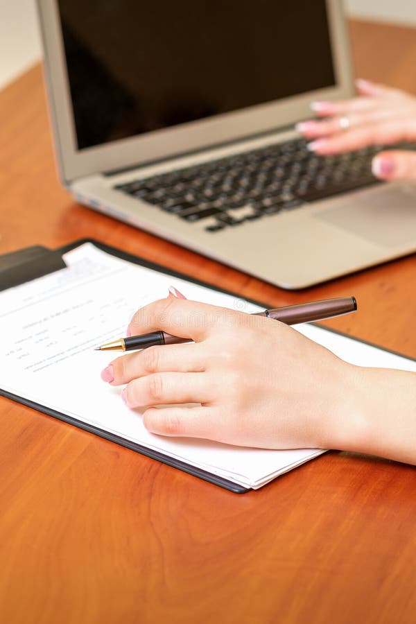 Female Working with the Documents Stock Image - Image of economy ...