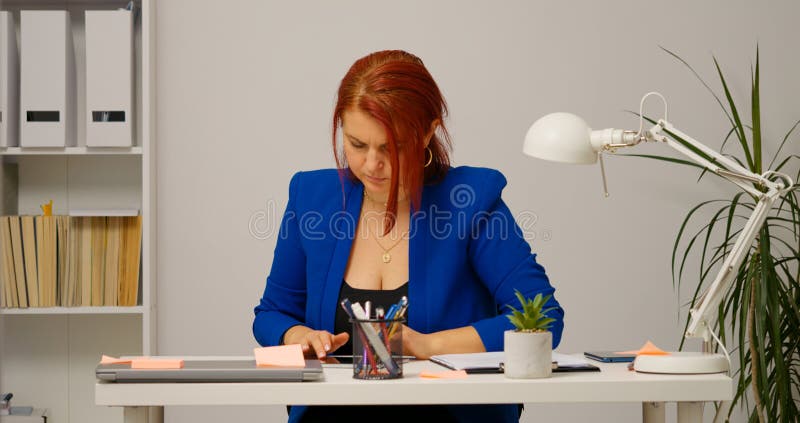 Female Working from Home Using a Tablet. Stock Image - Image of happy ...