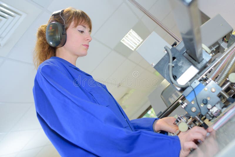 Female Working in Industrial Setting Stock Image - Image of steel ...