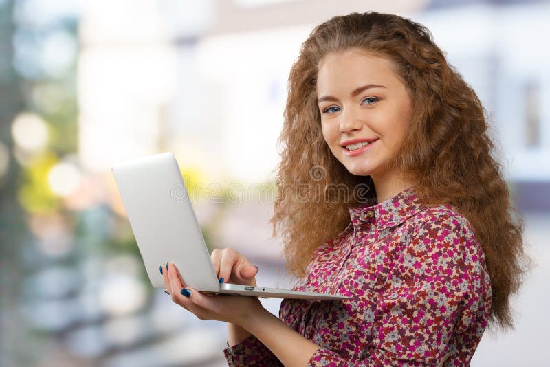 Female working on laptop stock photo. Image of elegance - 75836698