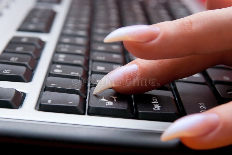 Female Working on Personal Computer Stock Image - Image of computer ...