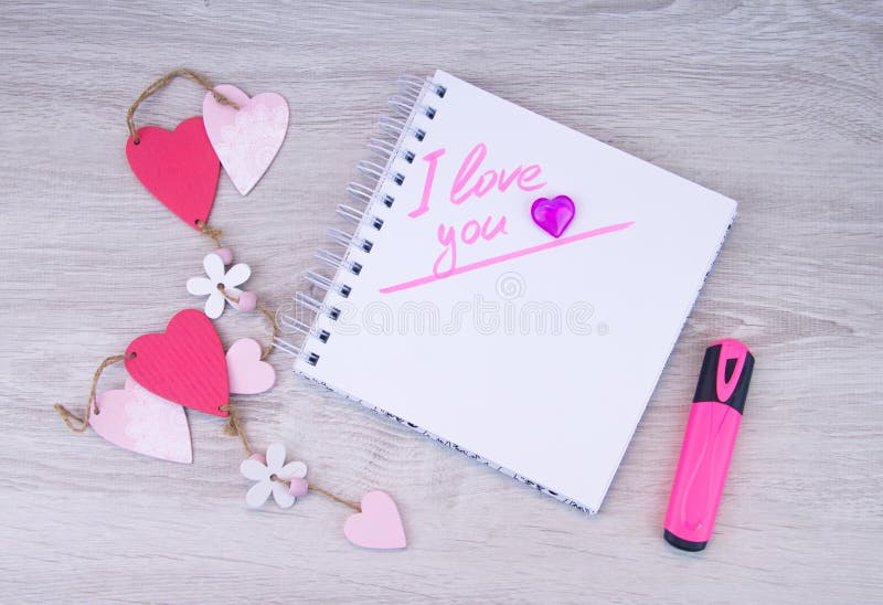 I Love You. Inscription in Marker in the Notebook Stock Image - Image ...