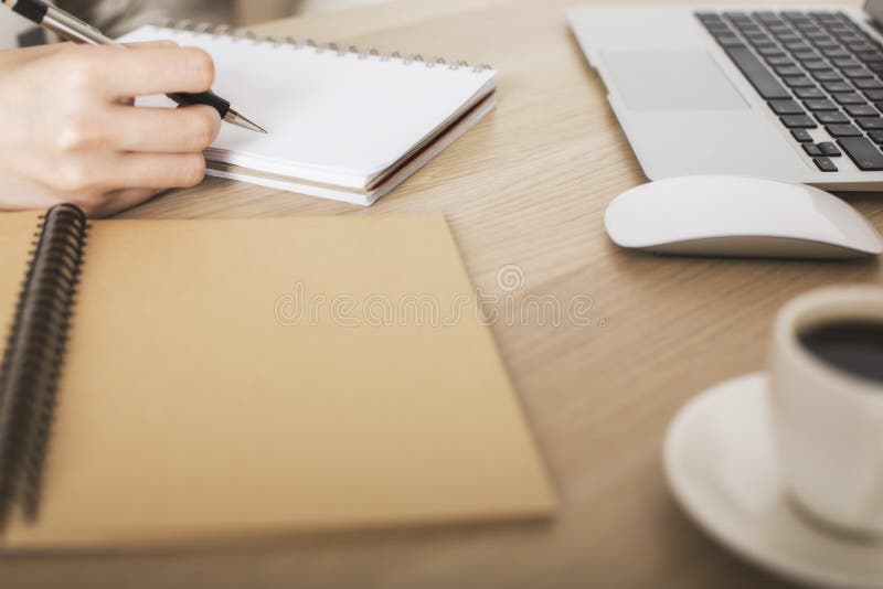 Female writing in notepad stock image. Image of homework - 78942463