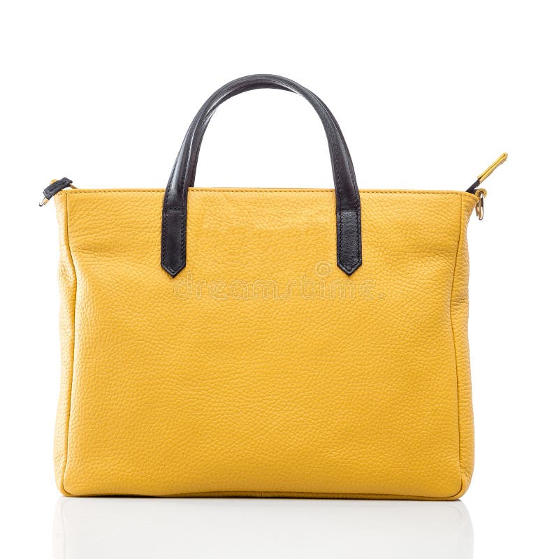 Female Yellow Leather Handbag Stock Image - Image of accessory, casual ...