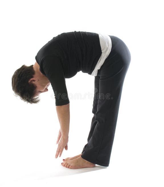 Female Yoga Position Toe Touch Hamstring Stretch Stock Photo - Image of ...