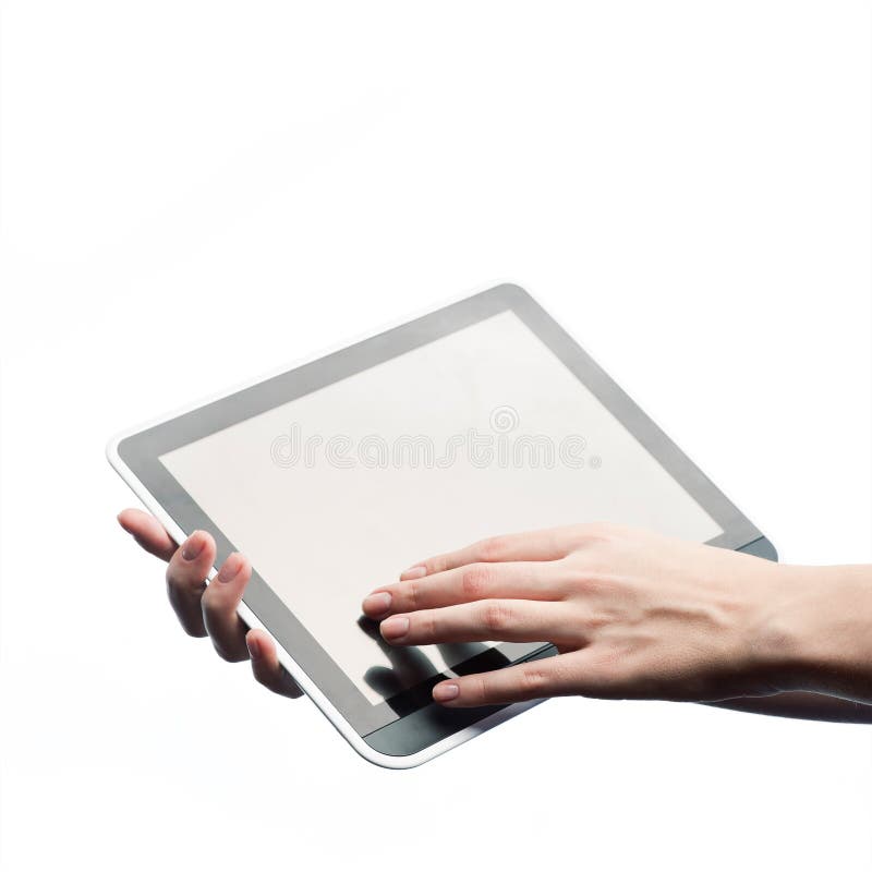 Female Young Hands Holding Tablet Stock Photo - Image of holding ...