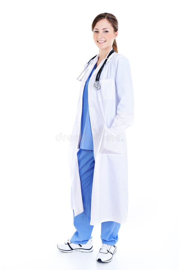 Cheerful Female Surgeon in Hospital Gown Stock Photo - Image of ...