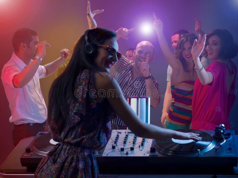 Females Dj Spinning Records at Party Stock Photo - Image of modern ...