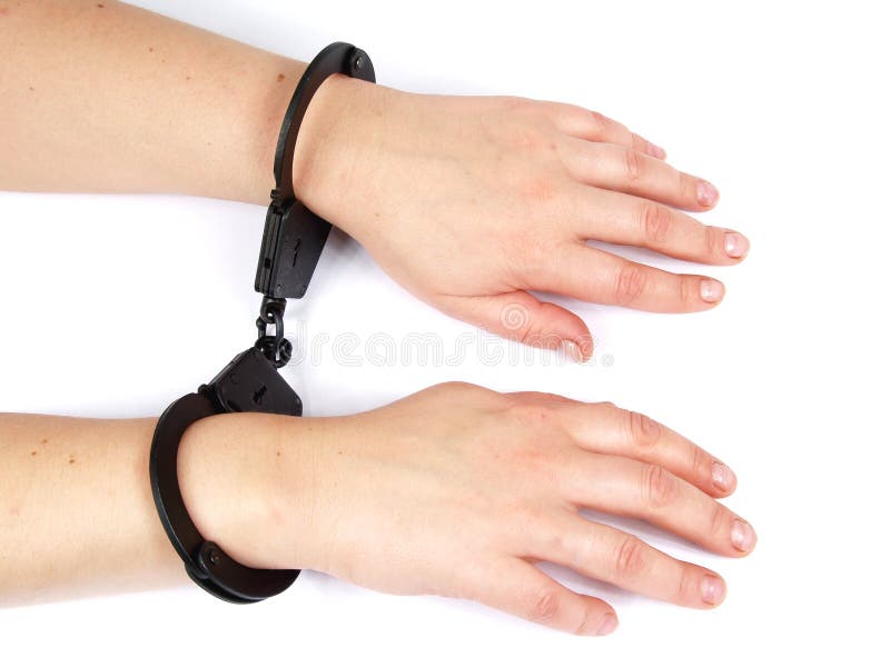 Feminine Hands Shackled in Manacles Stock Photo - Image of servitude ...