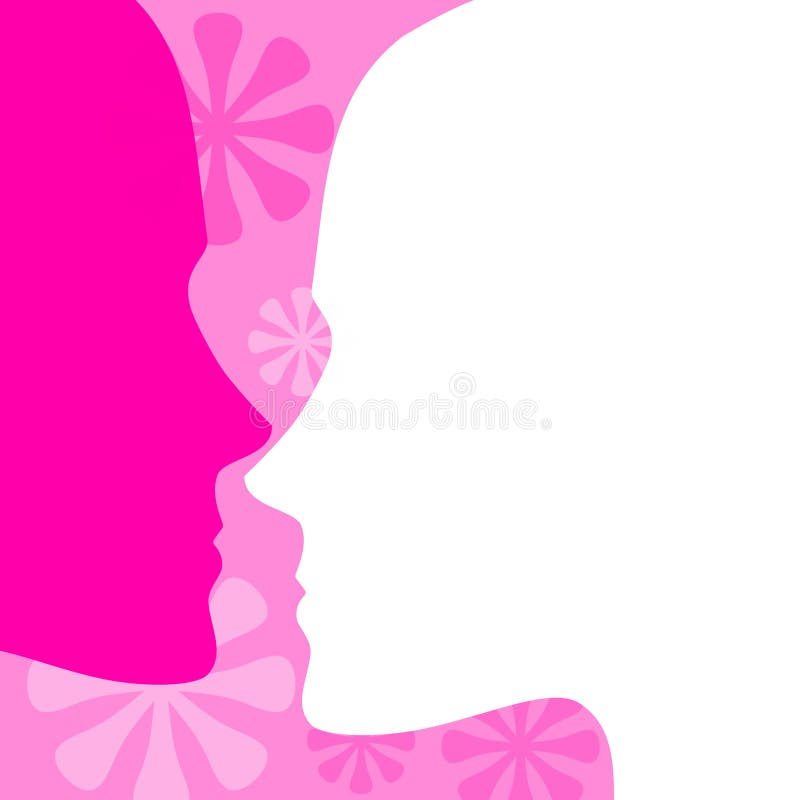 Feminine Pink Face Profiles Background Stock Illustration ...