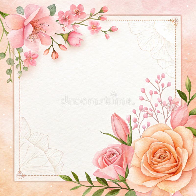 Feminine Themes Border with Paper Texture and Blush Sunset Palette ...