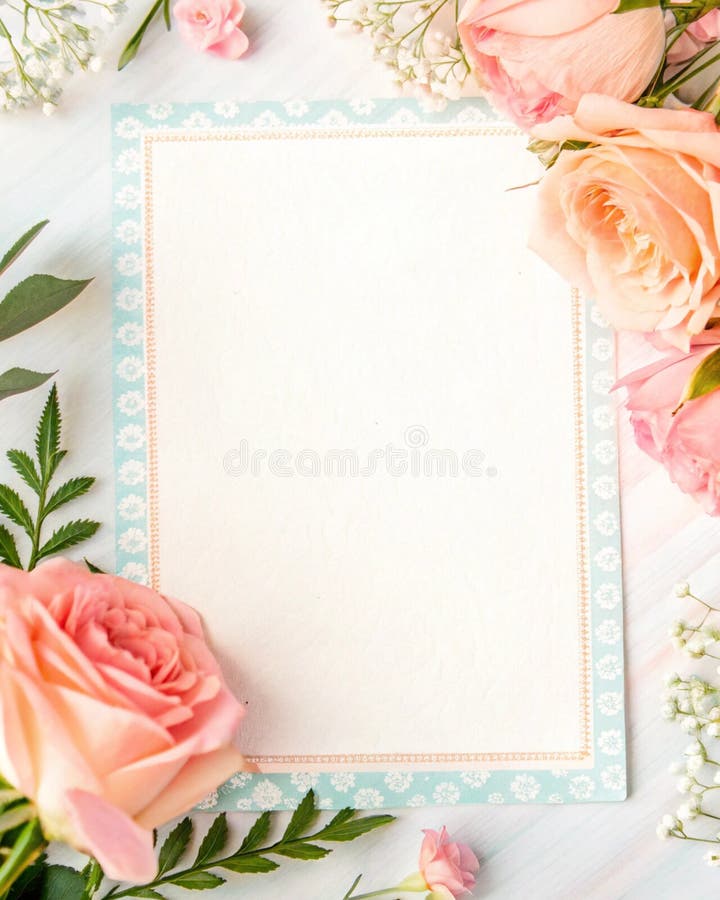 Feminine Themes Border with Paper Texture and Soft Romance Palette ...