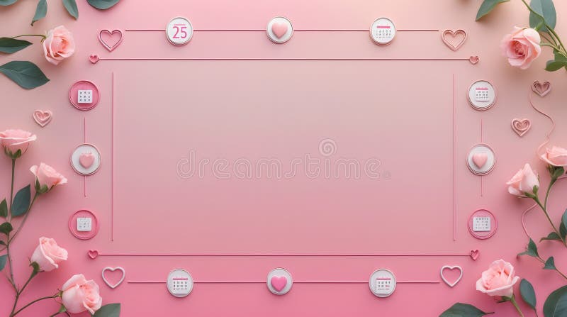 Feminine User Interface Design with Heart Icons and Curved Lines Stock ...