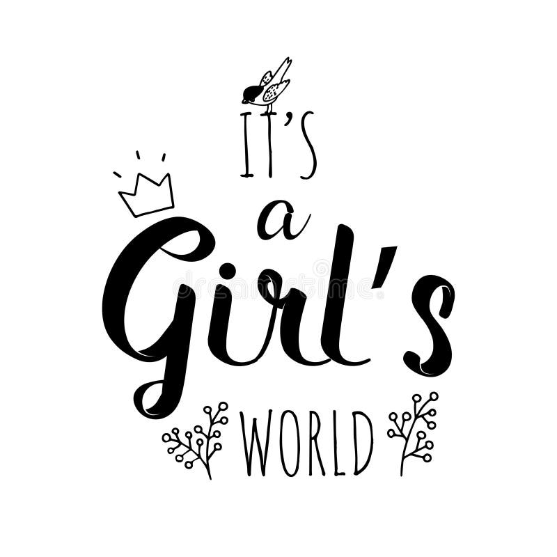 It is a Girl World. Lettering Poster or Card. Stock Vector ...