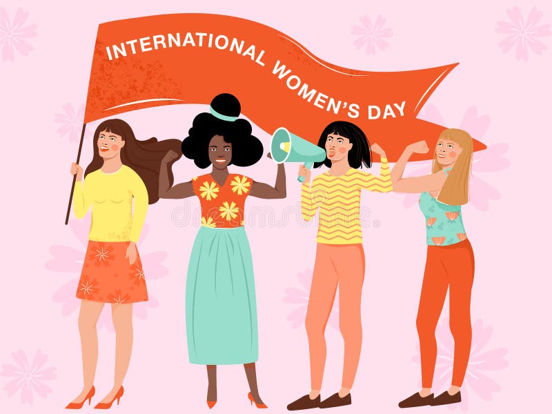 Feminism Girl Power Concept Feminism Symbol Woman`s Fists Showing