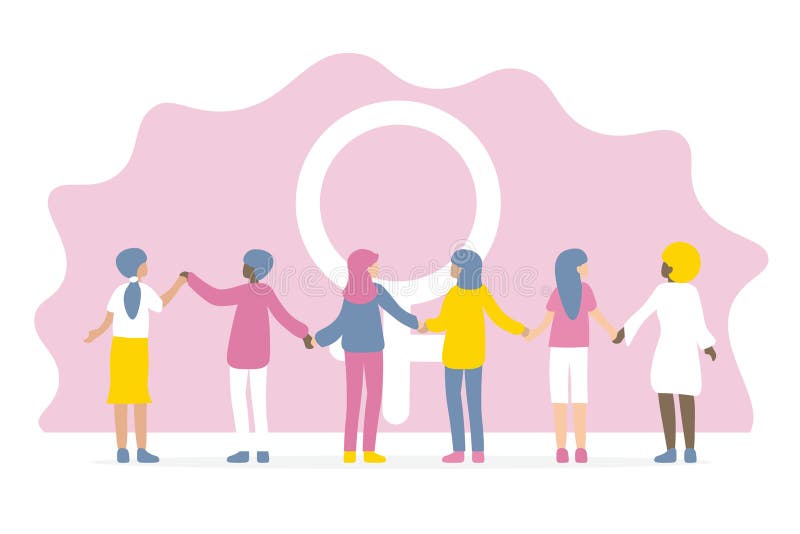 Feminism Woman Holding Hands Symbol Stock Vector Illustration Of