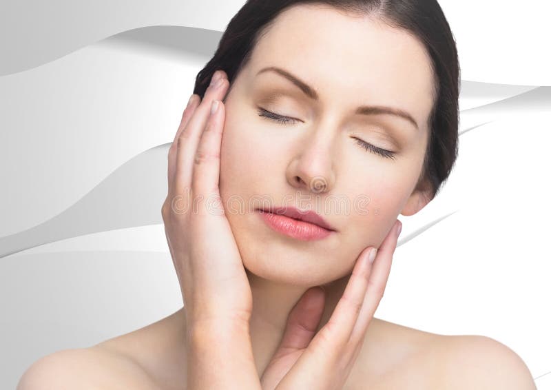 Femme Avec Des Mains Sur Le Visage Sur Le Fond Rose Photo Stock Image