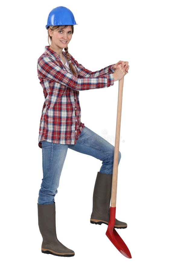 Femme avec une pelle photo stock. Image du industriel - 29068188