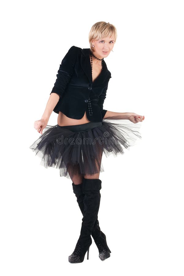 Femme Blond Sexuel Dans La Jupe Courte Image Stock Image Du Robe