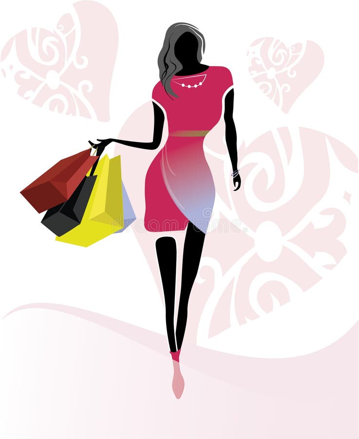 Silhouette De Femme Dans Les Achats Illustration de Vecteur ...