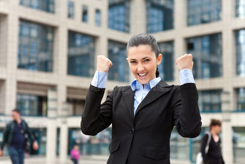 Femme D'affaires Victorieuse, D'isolement Sur Le Blanc Image stock ...