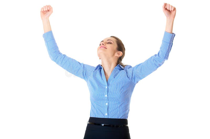 Femme D'affaires Victorieuse, D'isolement Sur Le Blanc Image stock ...