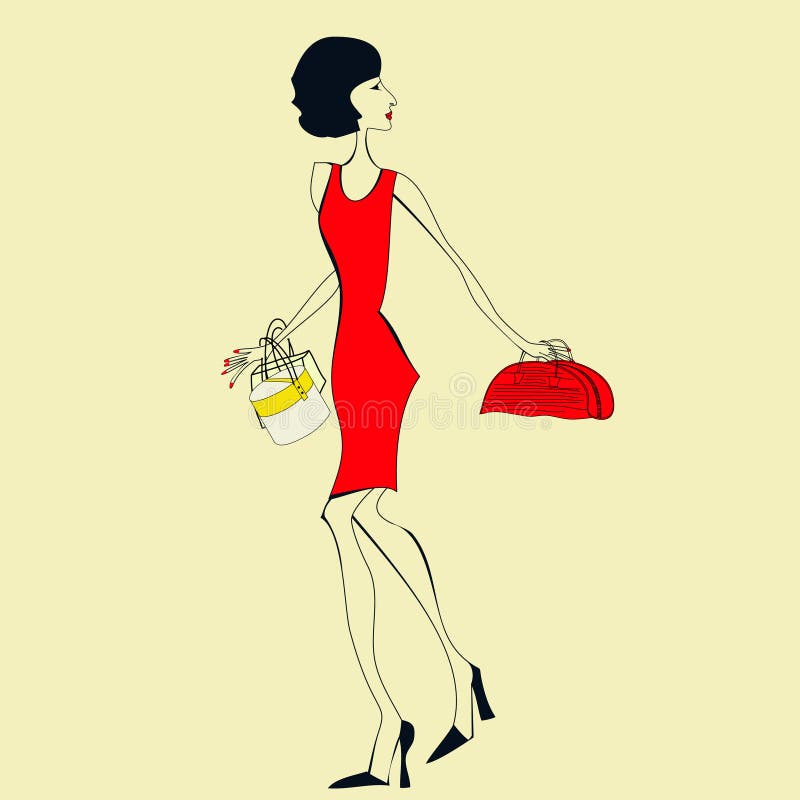 Femme dans une robe rouge illustration de vecteur. Illustration du ...