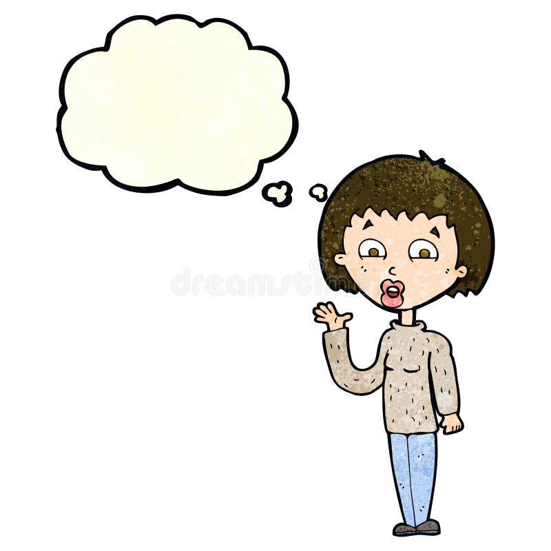 Femme De Bande Dessinée Ondulant Avec La Bulle De Pensée Illustration