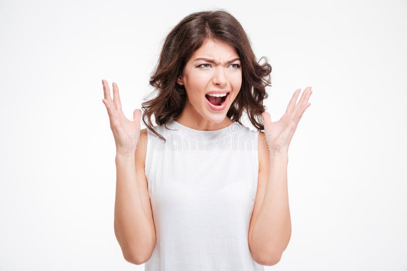 Femme folle fâchée photo stock. Image du occasionnel - 15305948