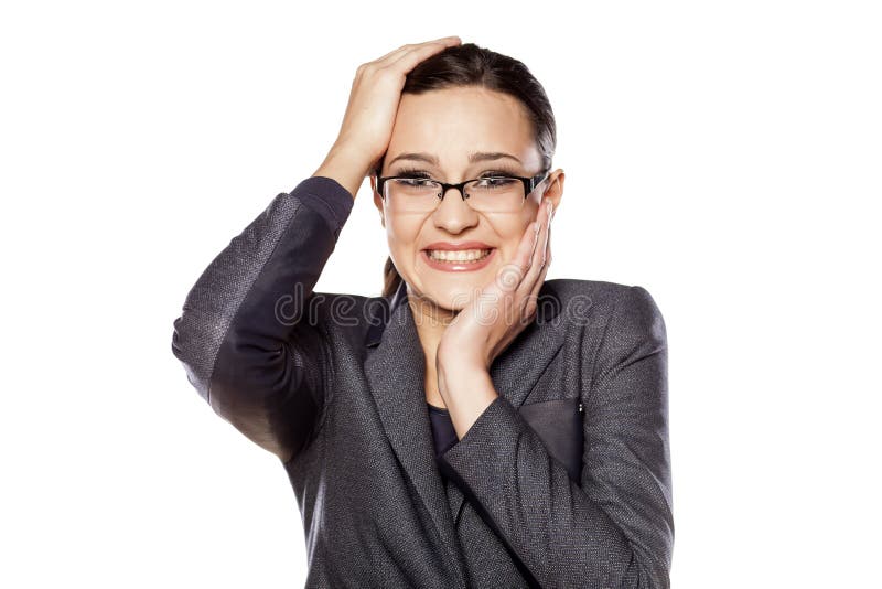 Femme honteuse d'affaires photo stock. Image du affaires - 60307616