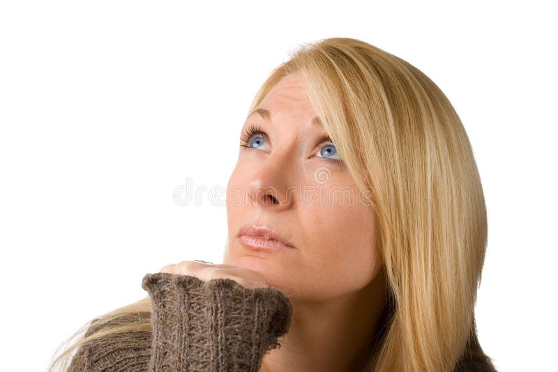 Femme pensif photo stock. Image du tête, visages, beau - 9010176