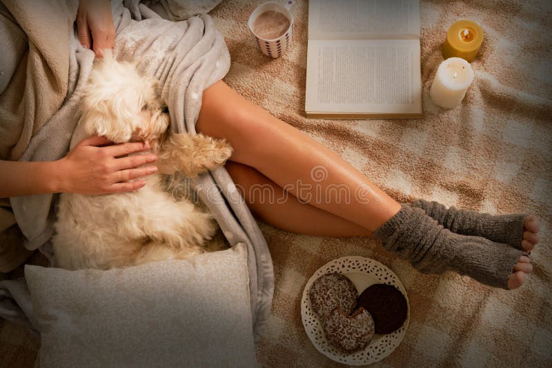 Femme Se Trouvant Sur Le Lit Avec Le Chien Photo stock - Image du ... Femme Se Trouvant Sur Le Lit Avec Le Chien Photo stock - Image du ...