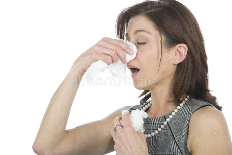 Femmes avec des allergies image stock. Image du fermer - 6882281