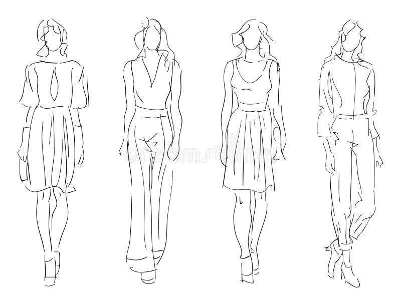Femmes de mode de croquis illustration de vecteur. Illustration du ...