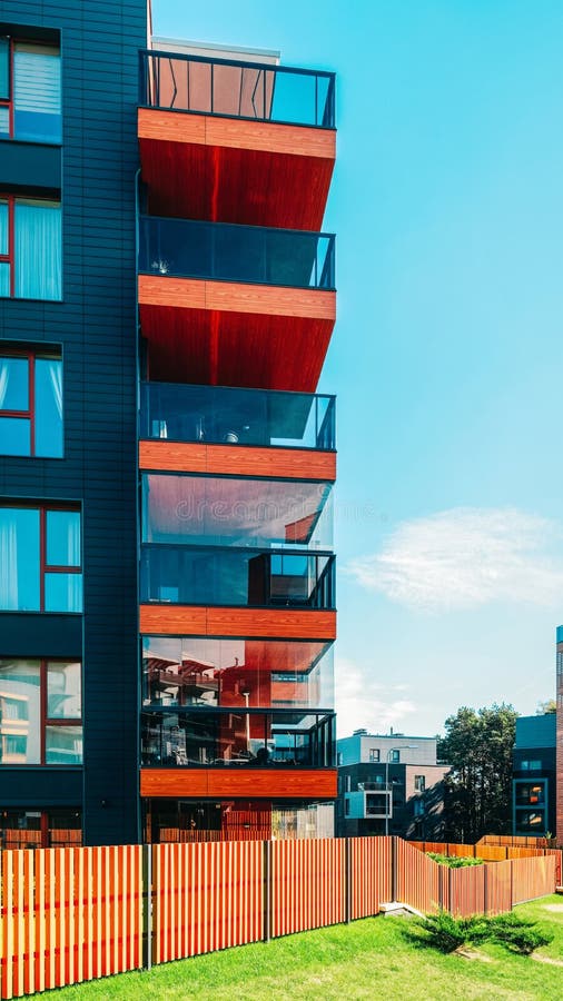 Fence at Architectural Complex of Apartment Buildings Stock Image ...