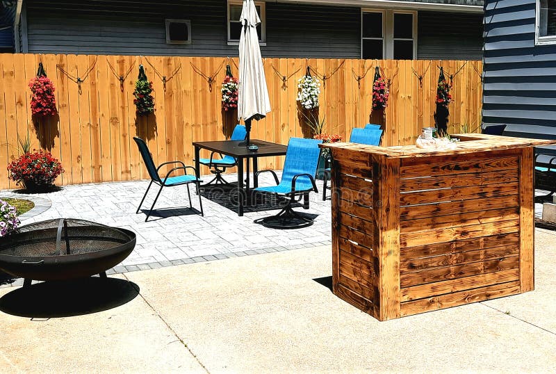 Fence, Bar, Patio, Masonary, Hardscape Stock Photo - Image of fence ...
