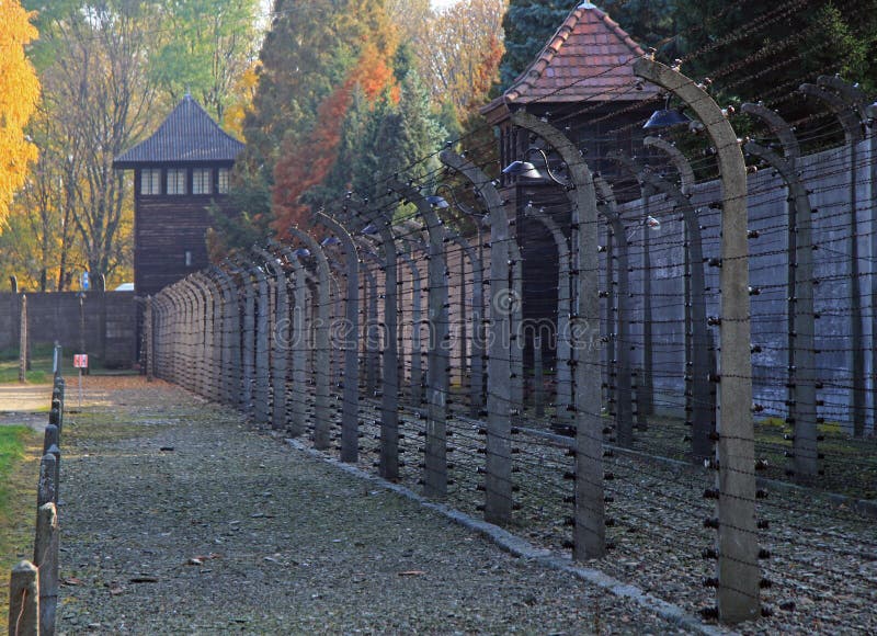 Fence of Barbwire in Concentration Camp Auschwitz I Editorial ...