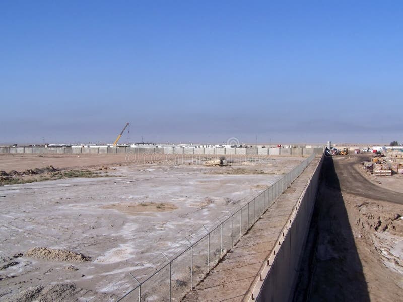 Fence and Blast Barriers on a FOB in Basra Stock Image - Image of ...