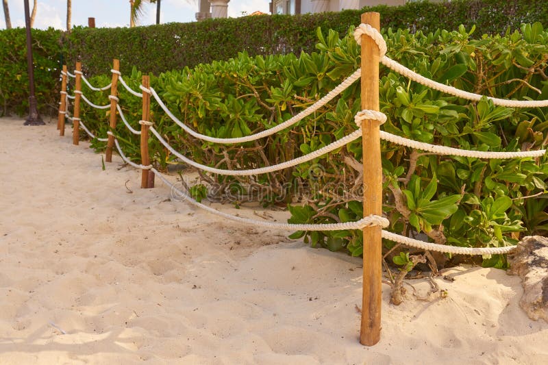 A Fence of Boards and a Rope in the Sand. Stock Image - Image of dubai ...