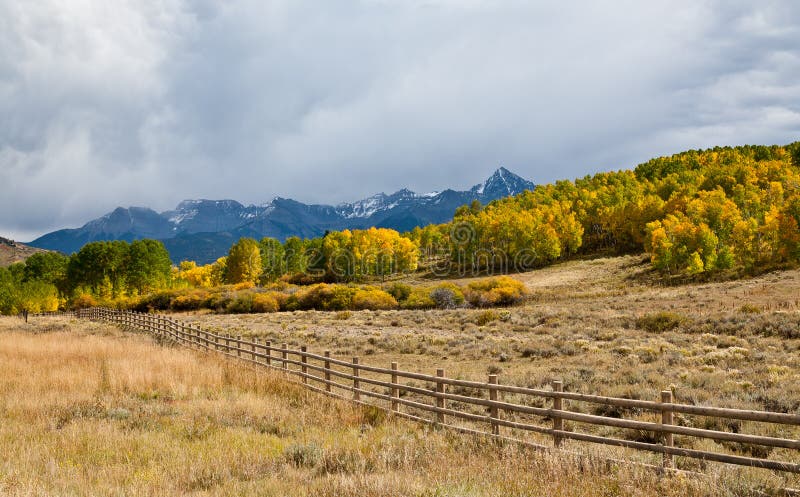 Fence in Colorado Mountains Stock Photo - Image of quaking, snow: 25204862