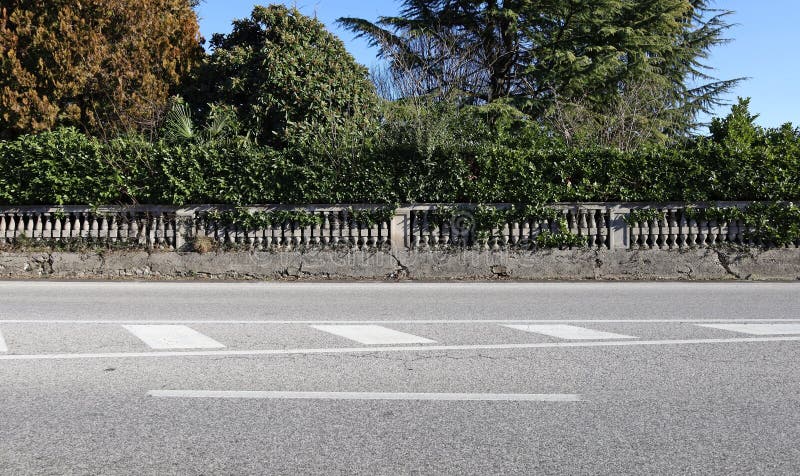 Fence Consisting by Rough Concrete Wall with a Classic Balustrade and ...