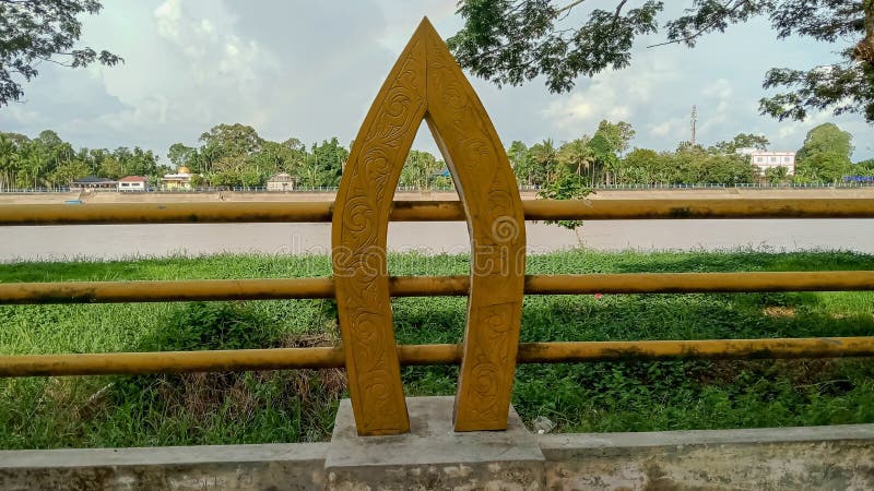 Horizontal Iron Fence on the River Bank Stock Photo - Image of building ...