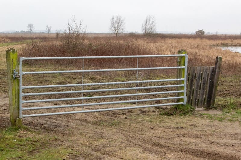 A fence in a fielt stock image. Image of meadow, building - 269963609