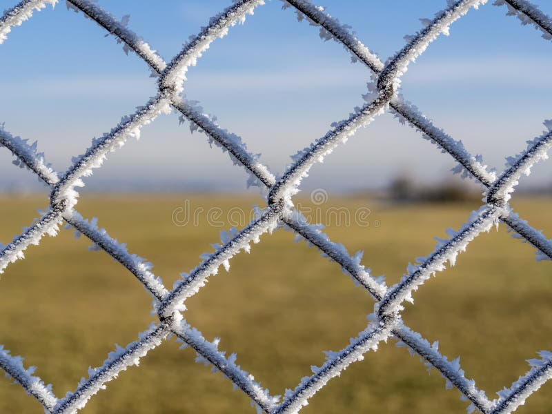 Fence with frost stock image. Image of january, metal - 36414129